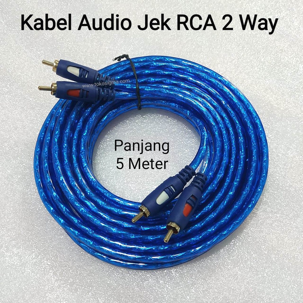 Jual Kabel AV Jek RCA Male to 2 way 5 meter Audio L/R Sound Speaker M-M ...