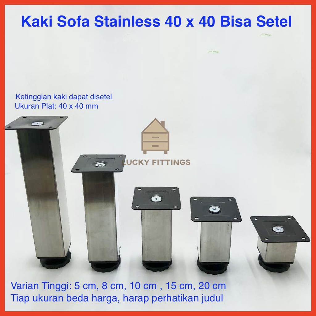 Jual Kaki 40 x 40 mm x 20 cm STAINLESS Kotak Sofa Meja Lemari Kitchen ...