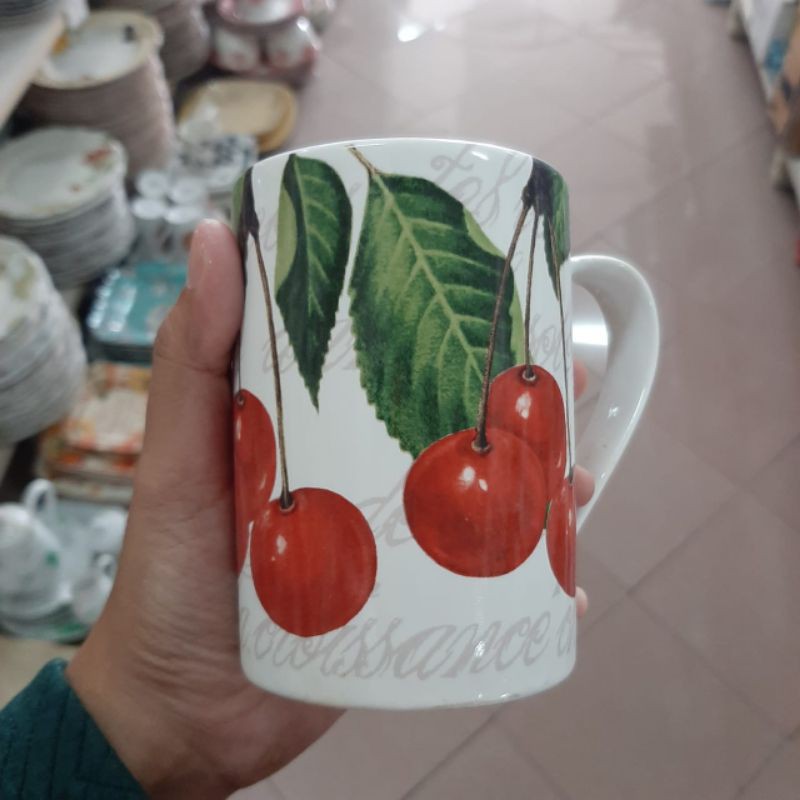 Jual CHERRY MUG GELAS KERAMIK SANGO MOTIF BUAH CERI CLASSIC JADUL ...