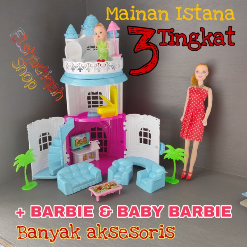 Jual MAINAN ISTANA BARBIE 3 TINGKAT rumah rumahan barbie 3 susun | Shopee Indonesia