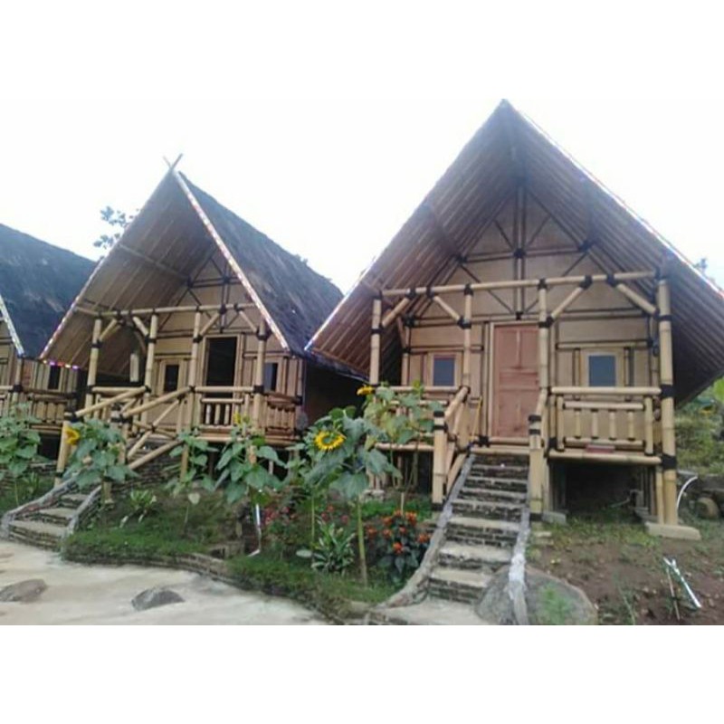 Jual rumah dari bambu atap injuk ukuran bisa d pesan harga per m2 ...