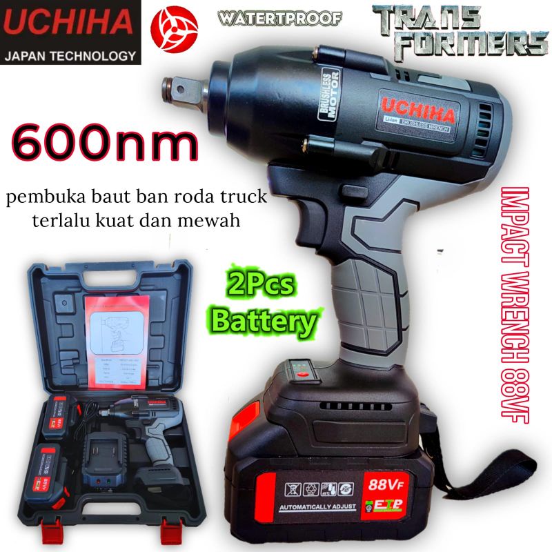 Jual CORDLESS IMPACT WRENCH 88V UCHIHA 2 BATERAI BRUSHLESS BOR PEMBUKA ...