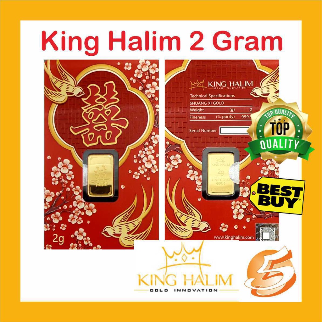 Jual Emas Logam Mulia King Halim 2 gram Certieye edisi SHUANG XI Tuker ...