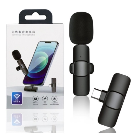 Jual Microphone Wireless Mikropon Bluetooth Clip On HP Vlog Microfon ...