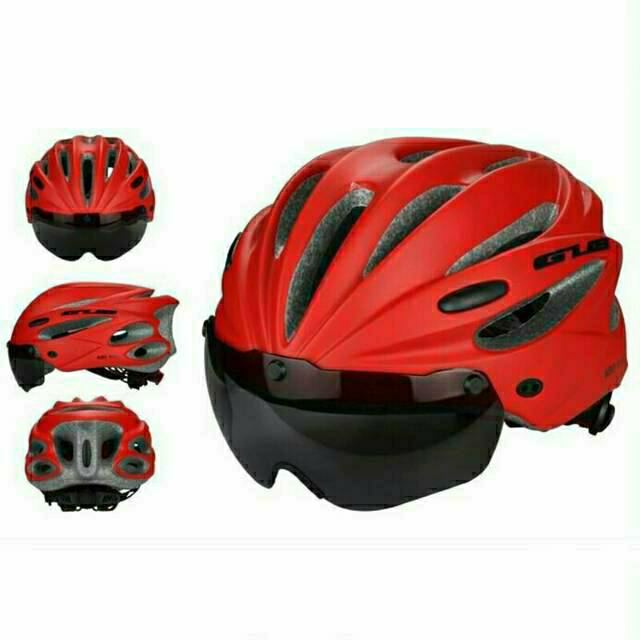 Jual Helm sepeda road bike balap mtb fixie ada kacamata visor hitam ...