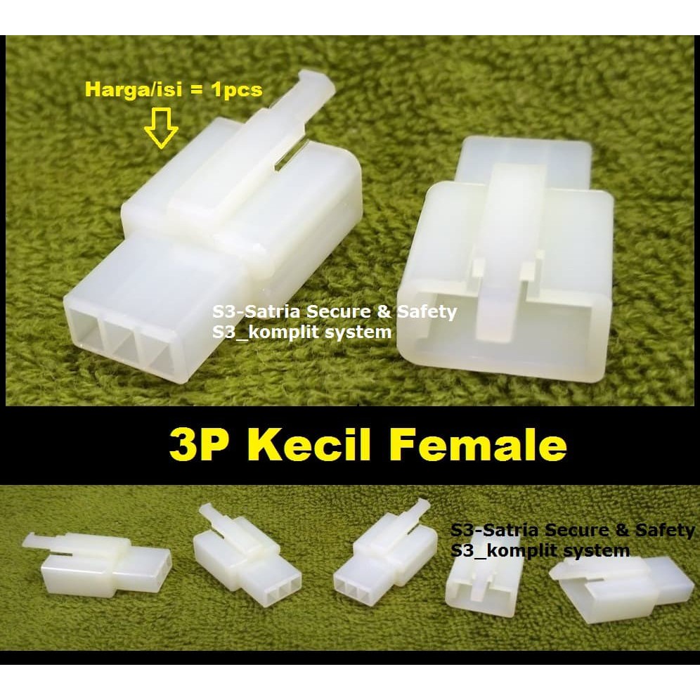 Jual Female Socket 3 Pin Kecil Rumah Skun gepeng Soket motor mobil ...