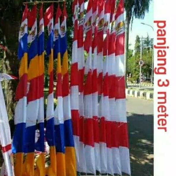 Jual monggo] BENDERA UMBUL UMBUL WARNA WARNA-WARNI DAN WARNA MERAH PUTIH UK 3 METER | Shopee ...