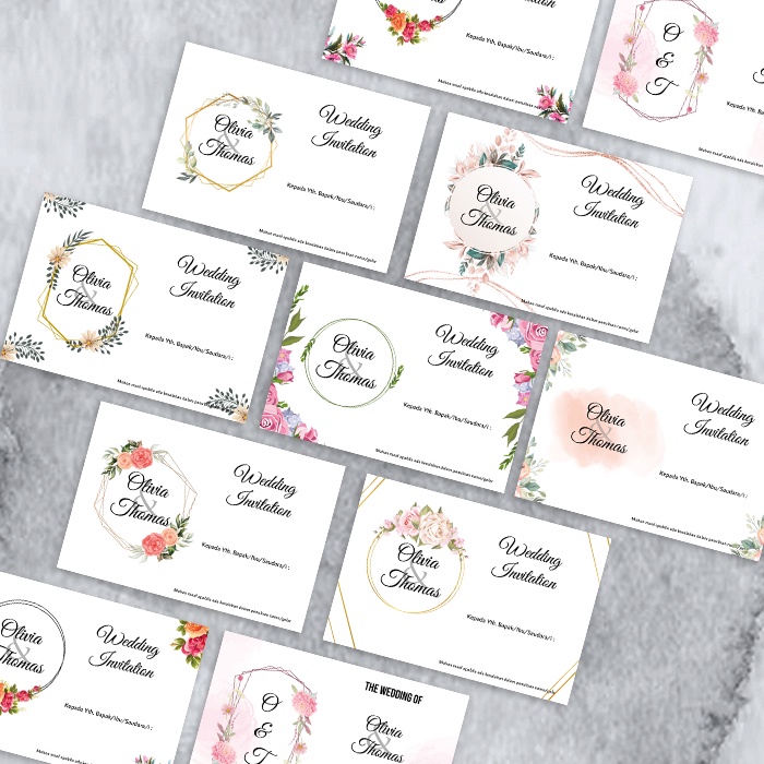 Jual undangan minimalis flower 03 / undangan murah malang pernikahan ...