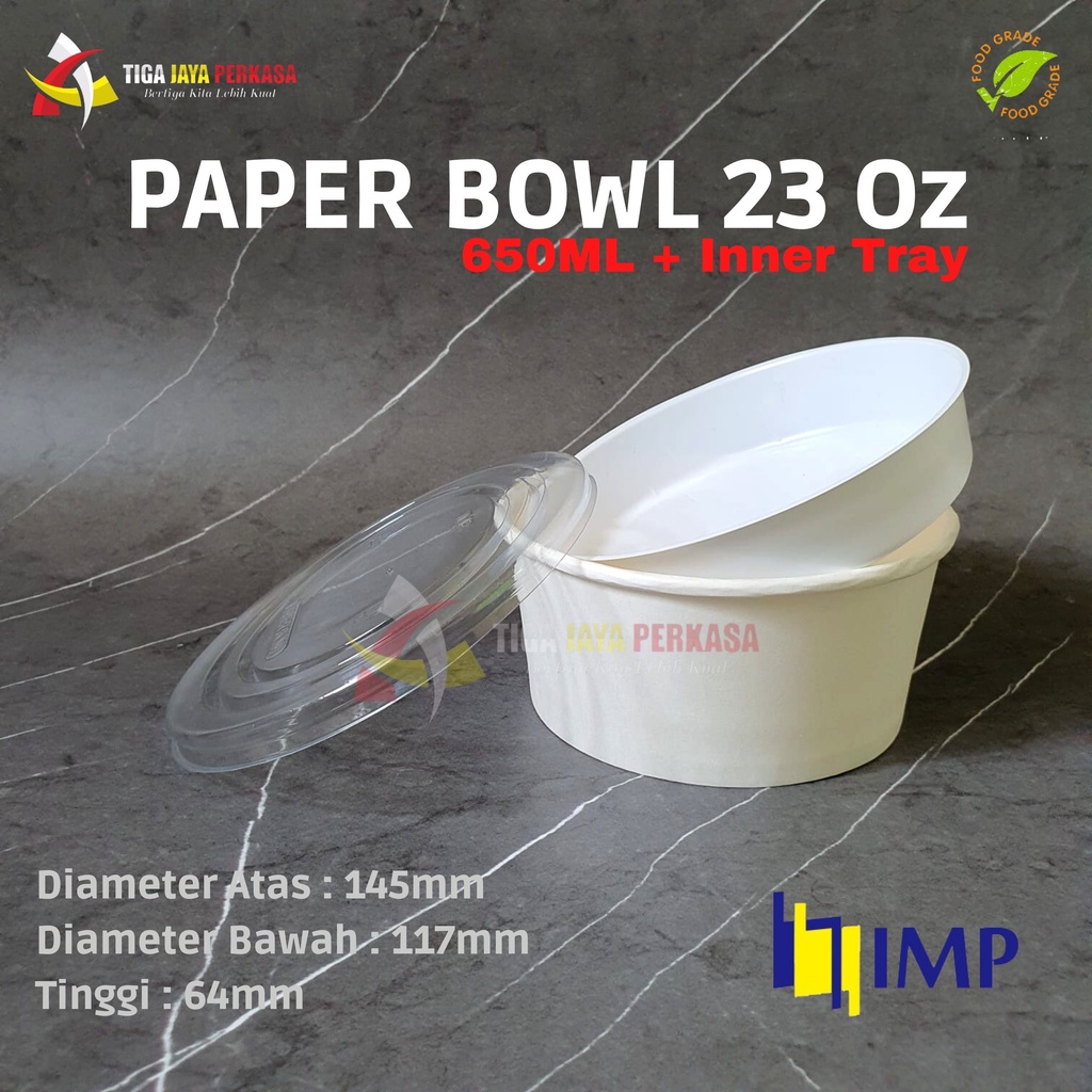 Jual Paper Bowl 650 ml + Inner Tray / Mangkok Kertas 23 Oz / Paperbowl ...