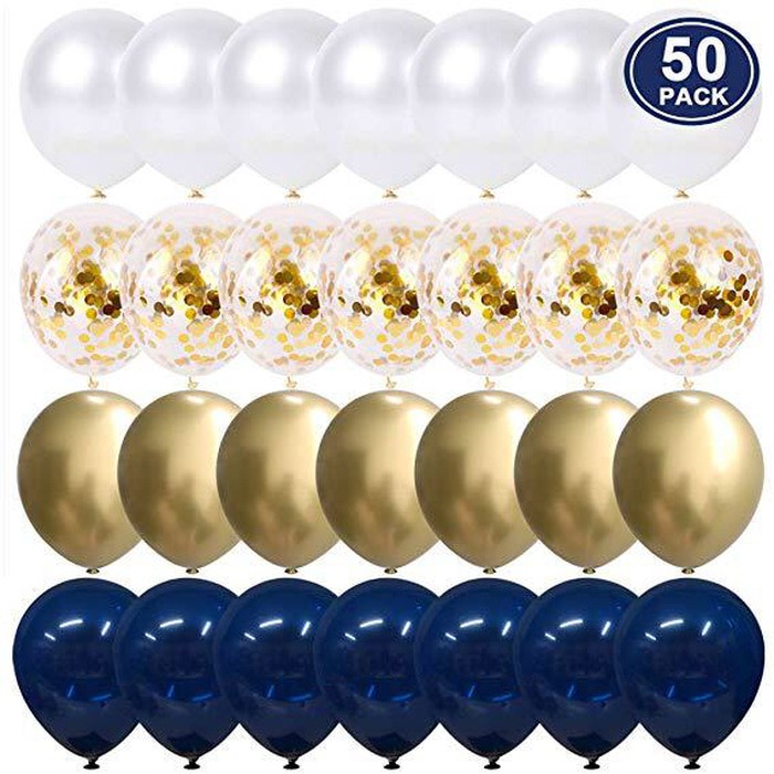 Jual Paket Balon Biru Navy dan Gold 50pcs | Shopee Indonesia