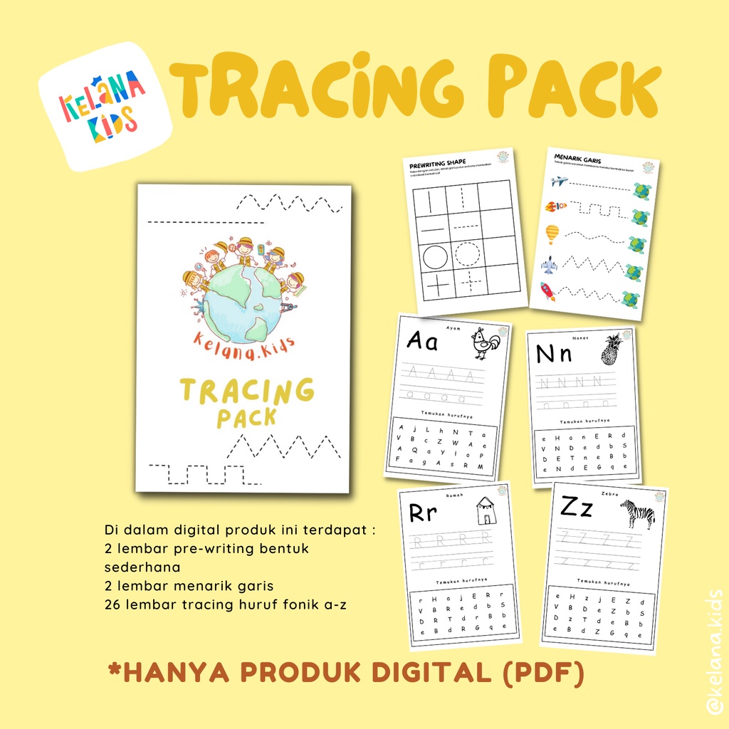 Jual Printable Worksheet Lembar Kerja Anak 5-6 Tahun TK PAUD Beragam ...