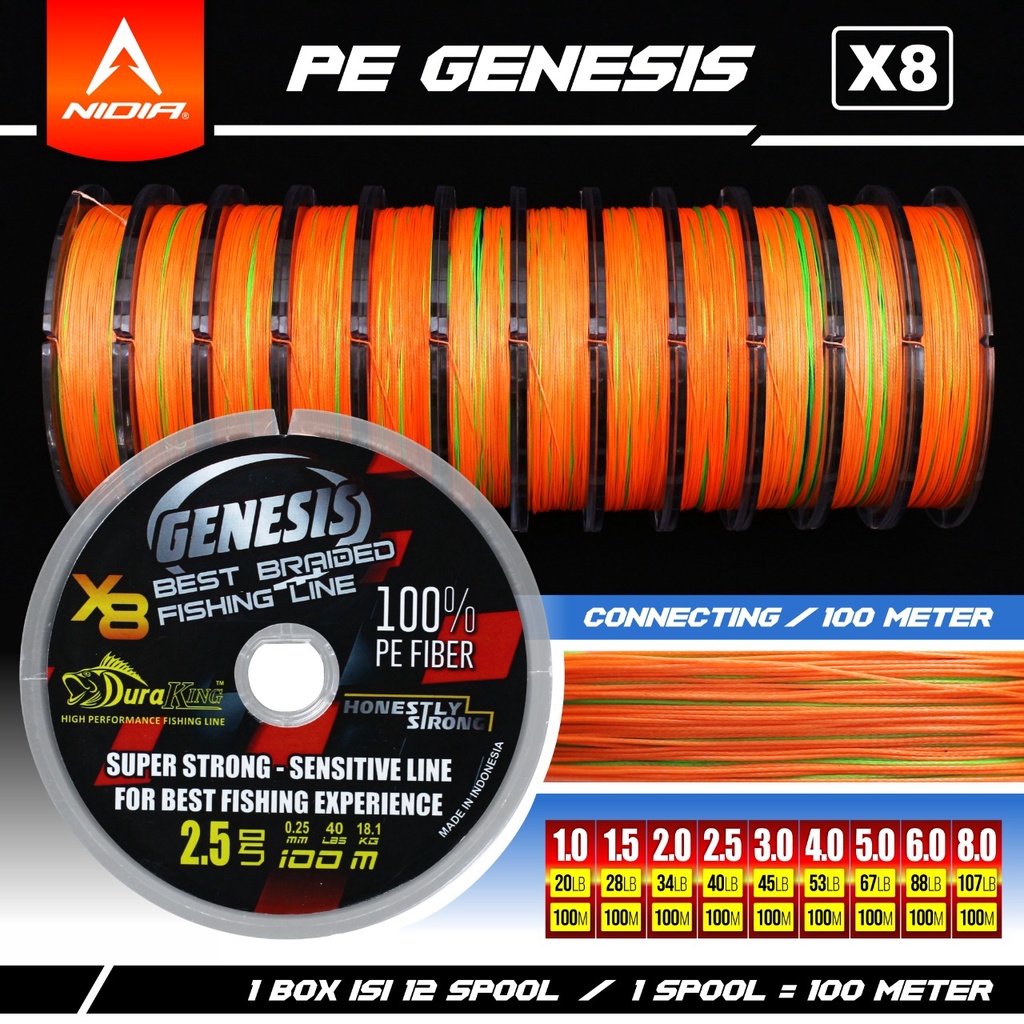 Jual SENAR PANCING | PE | DURAKING | GENESIS X8 Multicolor Conekting ...