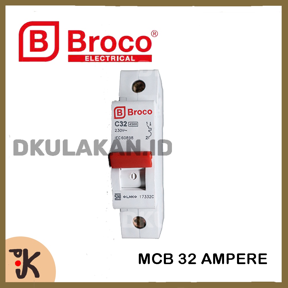 Jual BROCO MCB 1 PHASE 32A 17332C MINIATURE CIRCUIT BREAKER 1P C32 | Shopee Indonesia