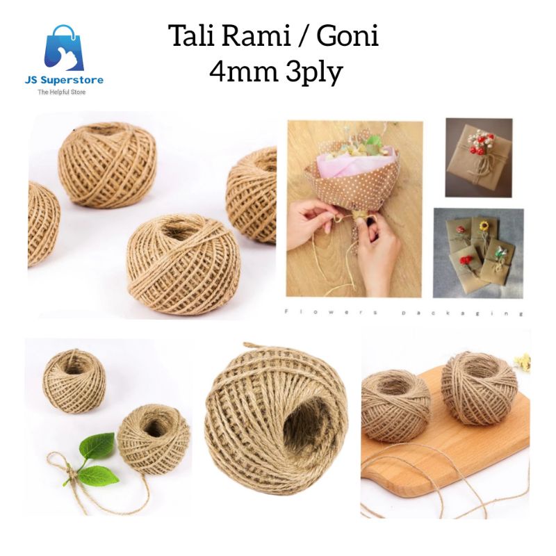Jual Tali Rami / Tali Goni 4mm 3ply 60 meter Tali Pembungkus Bunga Tali ...