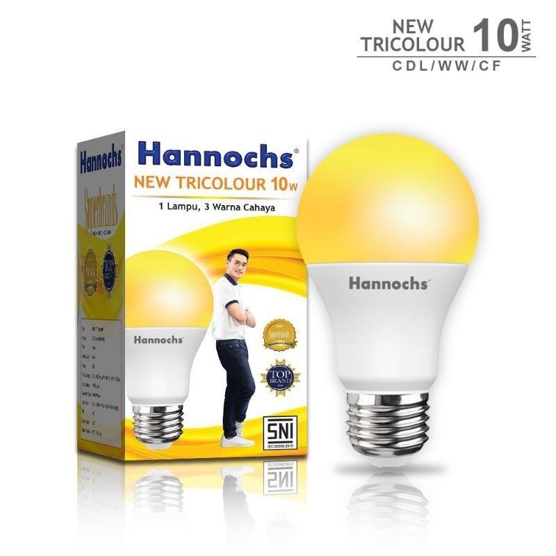 Jual Bohlam Bola Lampu LED Hannochs 10W / 12W New Tricolor 3 Warna | Shopee Indonesia