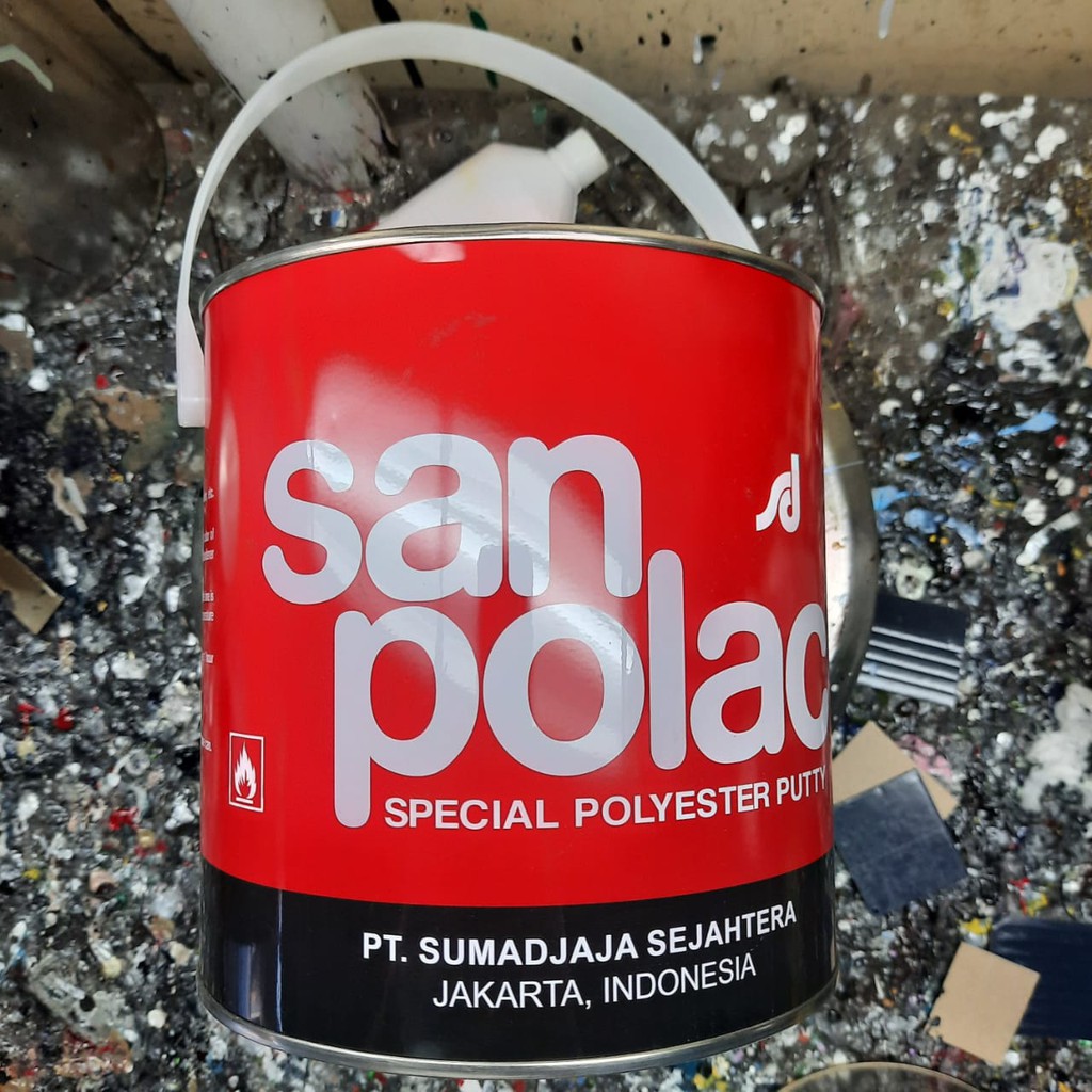 Jual Dempul Sanpolac 4kg + Hdr- Warna Putih- Dempul Besi Kayu Plastik ...