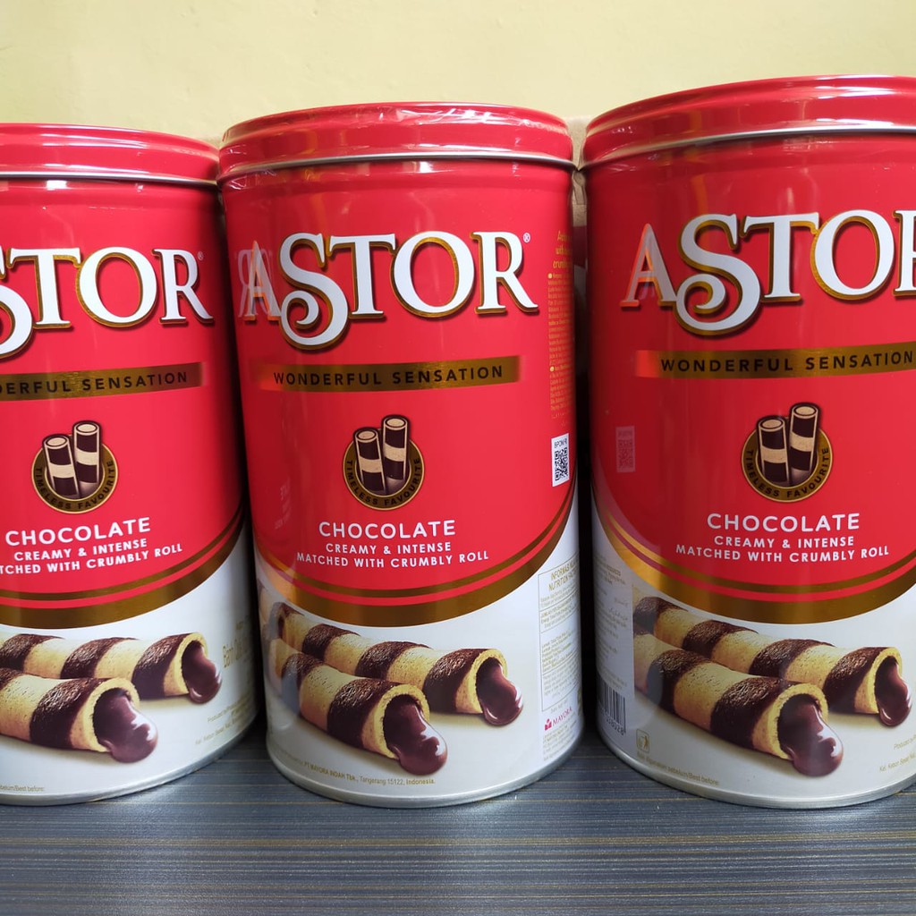Jual Astor Toples Kaleng Double Chocolate Wafer Roll Stick 330 Gram ...