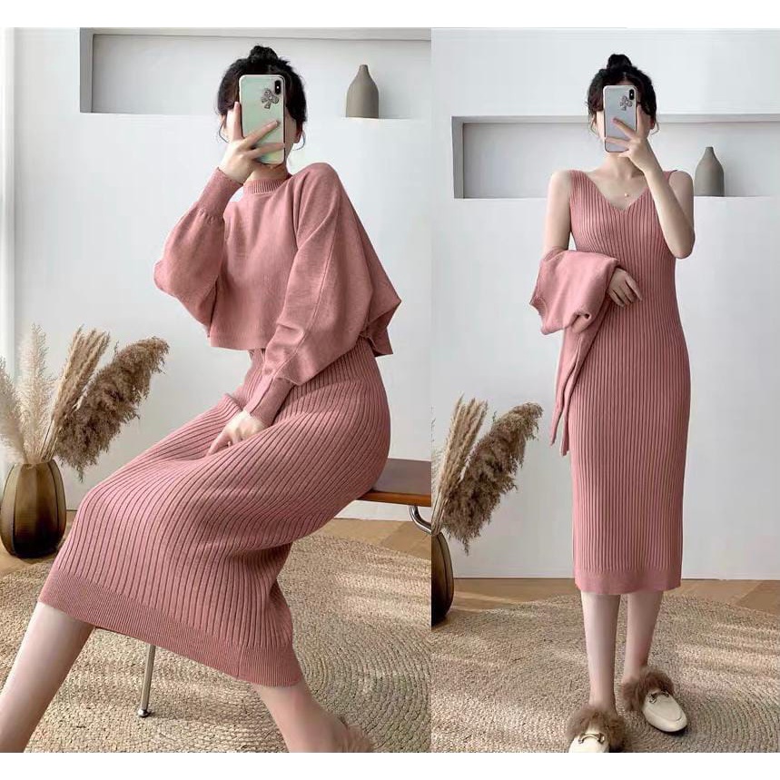 Jual St D11 DRESS RAJUT KANAYA 2IN1 bahan rajut goodquality,dress ld 46 ...