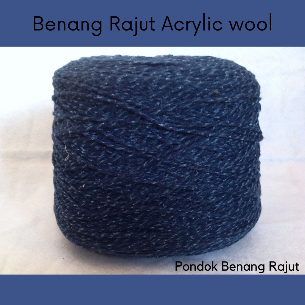 Jual Benang Rajut Wol Akrilik (Acrylic Wool) Lilit Biru Putih (Cone ...