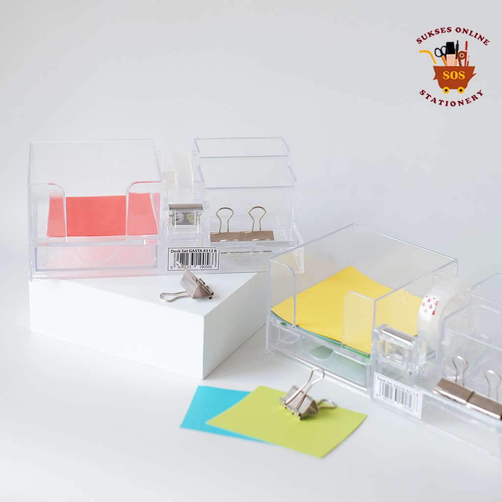 Jual SOS Desk Set GASTA 8312B Transparan/Tempat Alat Tulis/Stationery ...