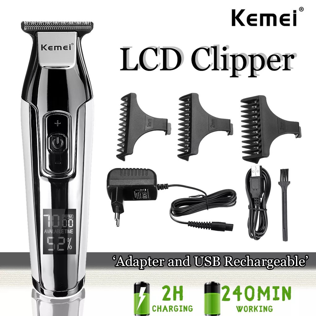 Jual KEMEI KM-5027 Electric Cordless Professioanal Hair Clipper LCD Display - Alat Cukur ...