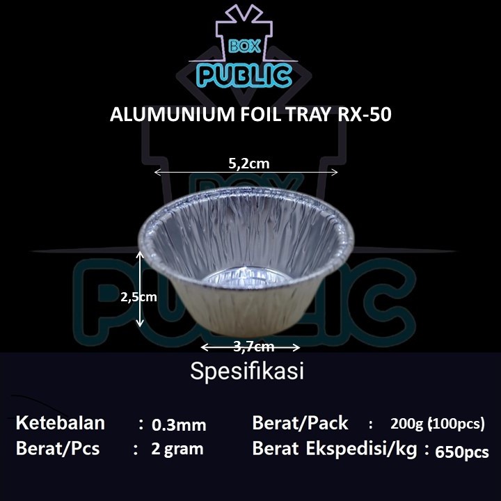 Jual Wadah Alumunium foil cup RX 50 + tutup / cup mini / cake muffin egg tart 50ml | Shopee ...