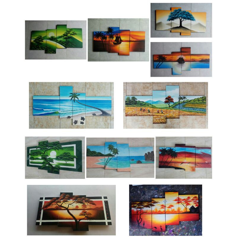 Jual Lukisan panel pemandangan alam 4in1 | Shopee Indonesia