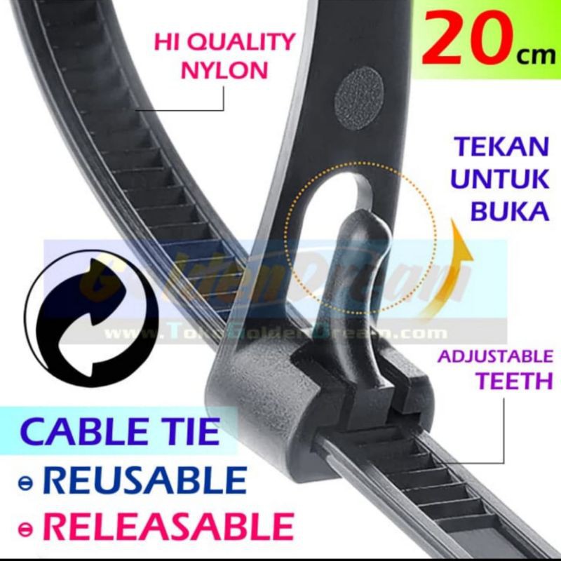 Jual kabel ties buk tutup 20 cm cable ties tali tis kabel tis ...