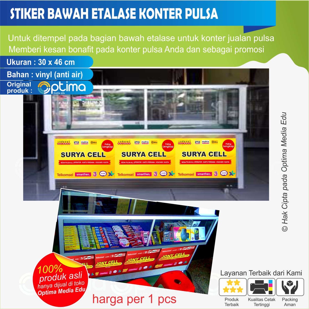 Jual STIKER UNTUK ETALSE KONTER PULSA BAGIAN BAWAH / BISA INPUT NAMA ...