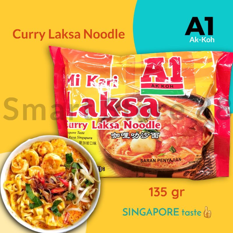 Jual A1 CURRY LAKSA NOODLE 135GR MI KARI LAKSA MIE KARI LAKSA SINGAPORE ...