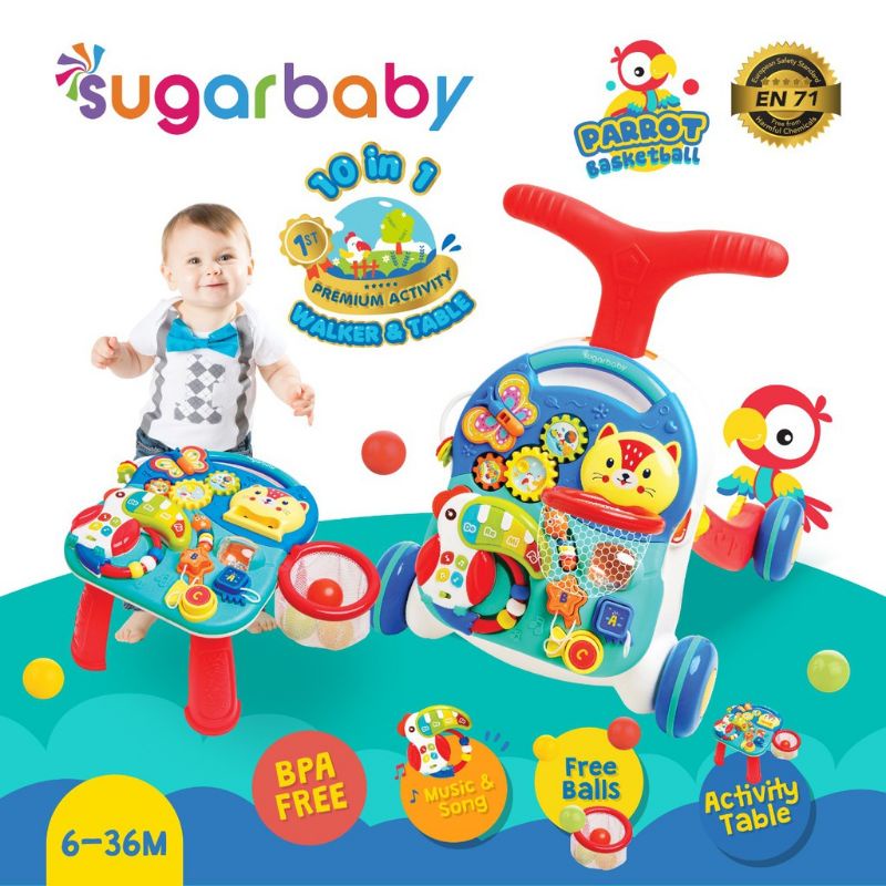 Jual Sugar Baby 10in1 Premium Activity Walker & Table / Push Walker ...