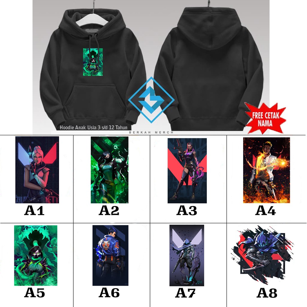 Jual Jaket sweater hoodie switer anak valorant reyna jett viver sova ...