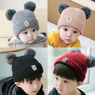 Jual TOPI RAJUT DOUBLE POMPOM BABY BOY / KUPLUK BABY BOY /TOPI BABY ...