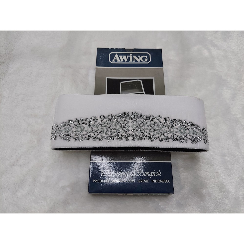 Jual Songkok Peci Awing Putih Bordir Zhavier Perak Awing Original ...
