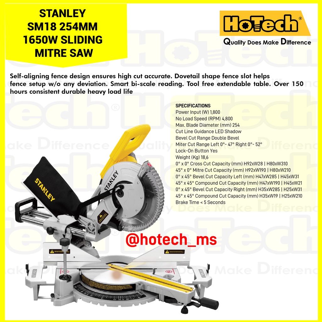 Jual STANLEY | Mitresaw SM18 SLIDING 254MM 1650W | Mitresaw Stanley ...