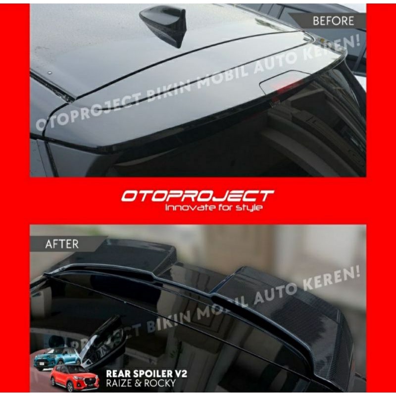 Jual spoiler raize Rocky V2 hitam carbon otoproject | Shopee Indonesia
