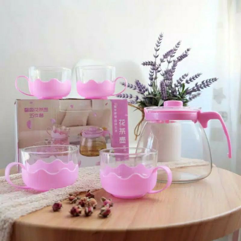 Jual TEA POT SET 5 IN 1 / SET TEKO TEH KACA TEBAL / TEAPOT GLASS ...
