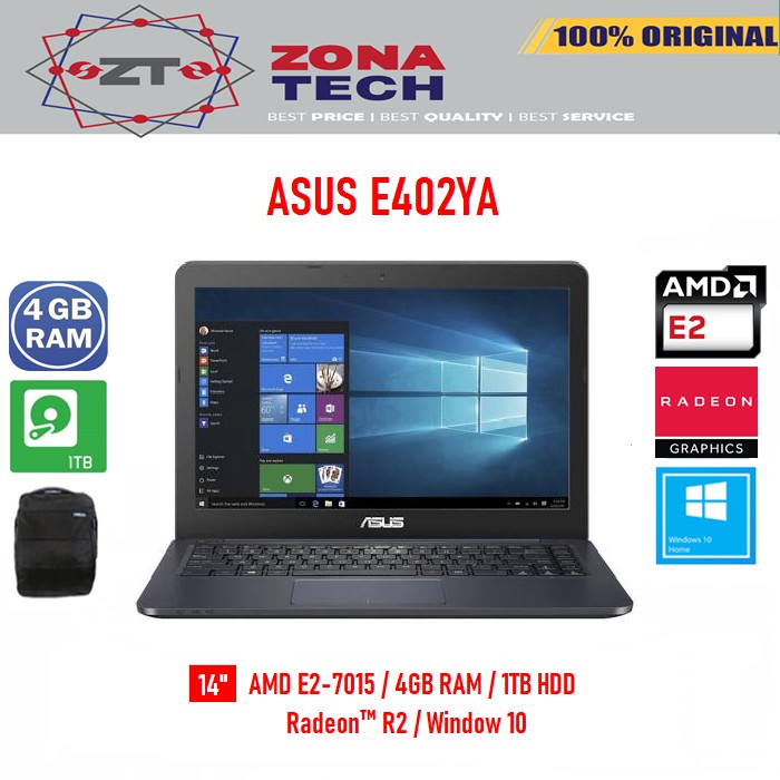 Jual Laptop ASUS E402YA - AMD E2-7015 - 4GB - 1TB - VGA AMD R2 - 14 ...