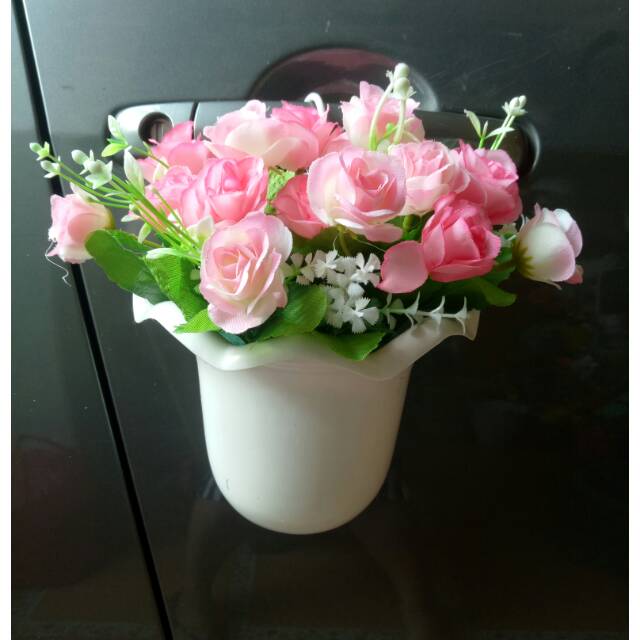 Jual Artificial bunga mawar + vas dinding hiasan dinding | Shopee Indonesia