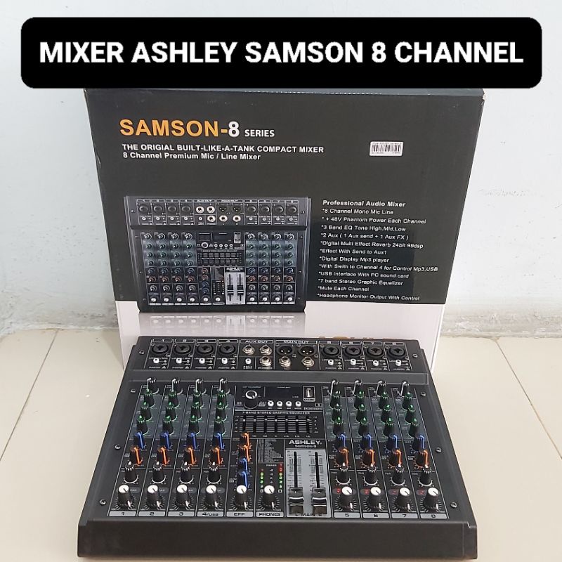 Jual ASHLEY Mixer Samson 8 Channel Bluetooth Reverb Efek Vokal | Shopee ...