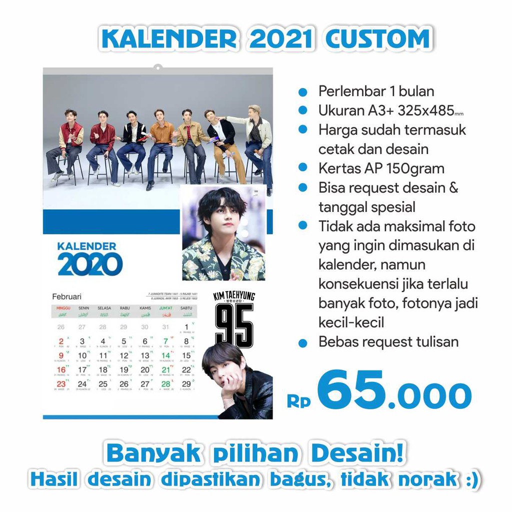 Jual Kalender 2022 Custom A3+ | 1 Lembar 1 BULAN | Custom Desain ...