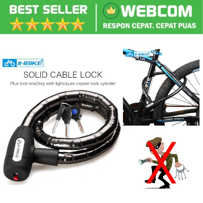 Jual Gembok Sepeda Kabel Waterproof 0.85m - Gembok Berkualitas Anti ...