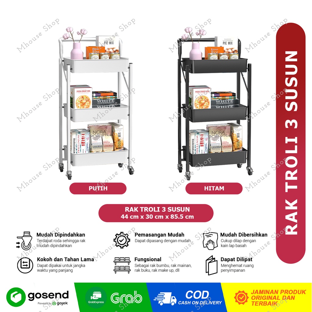 Jual RAK TROLLEY PORTABLE LIPAT MINIMALIS 3 Tingkat Rak Kamar Mandi Rak ...