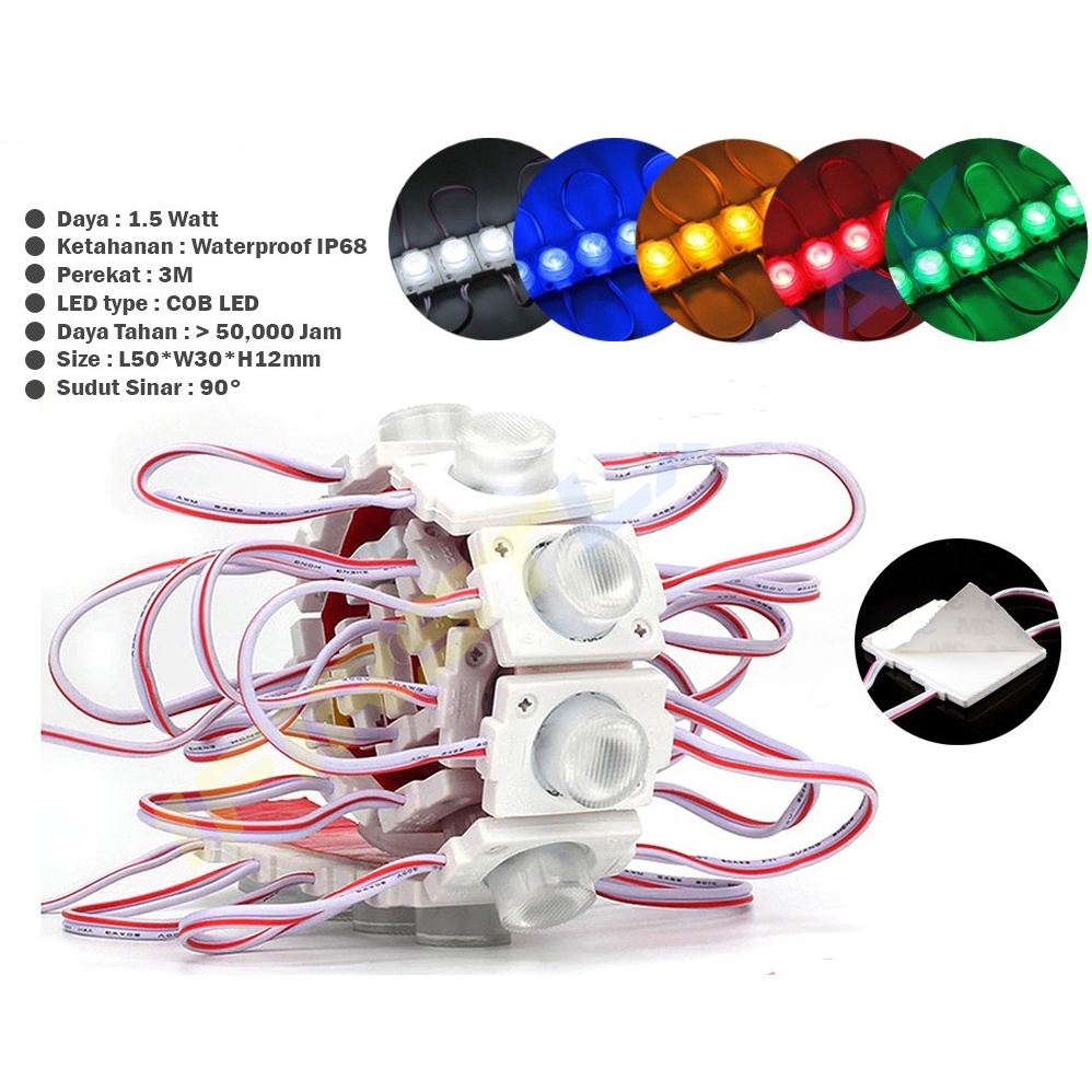 Jual Modul Lampu LED 1 Mata Besar 1.5W 12V 24V Mobil Motor Neon Box LED ...
