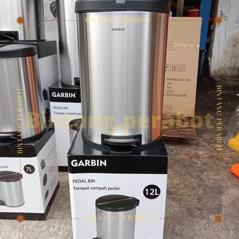 Jual GARBIN - Tempat Sampah injak Injek Pedal Stainless 5 7 12 20 30 Liter + Ember / Tong Sampah ...
