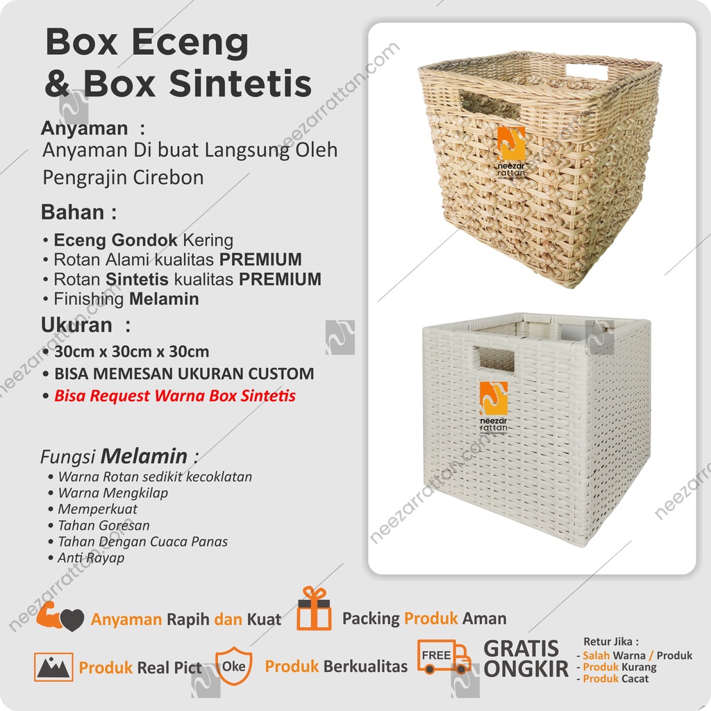 Jual Tempat Box Keranjang Box Wadah Rotan Eceng Gondok Serbaguna ...