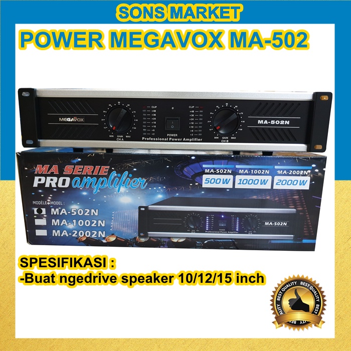 Jual POWER MEGAVOX MA-502 MA502 POWER AMPLIFIER ORIGINAL ASLI | Shopee ...