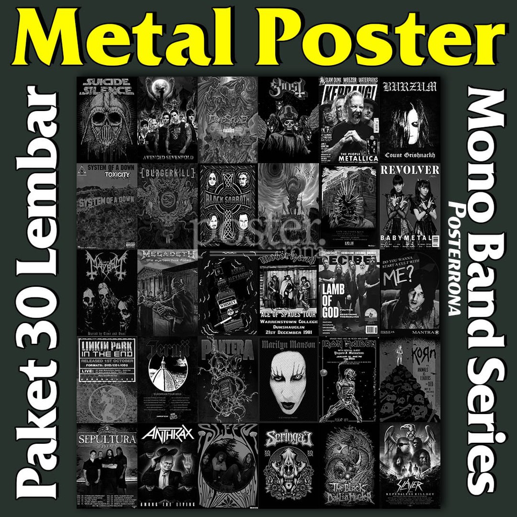 Jual [30 PCS] POSTER PUNK / ROCK / METAL / POPPUNK / HARDCORE ...