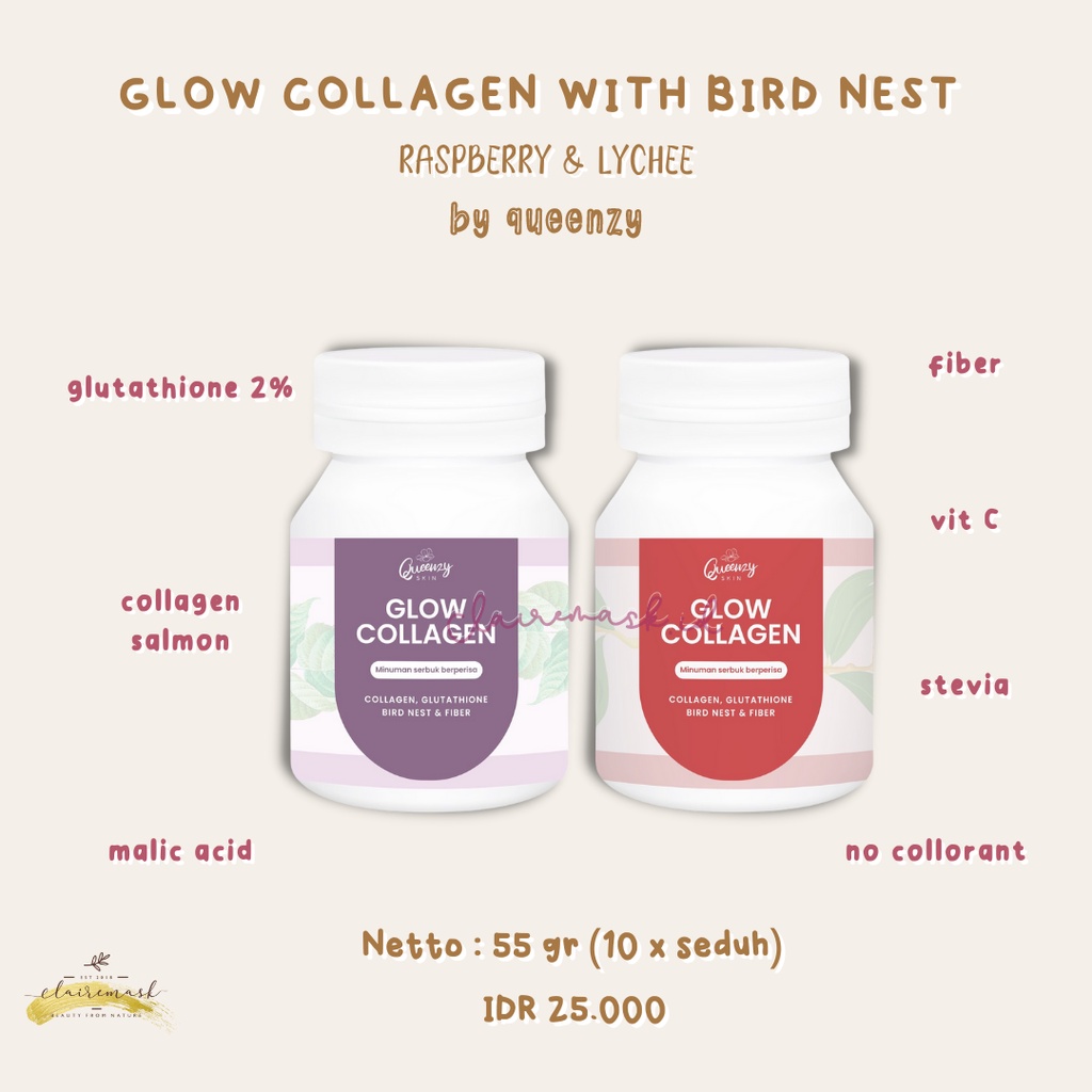 Jual [NED] GLOW COLLAGEN DRINK BY QUEENZY SKIN 55GR • MINUMAN COLLAGEN ...
