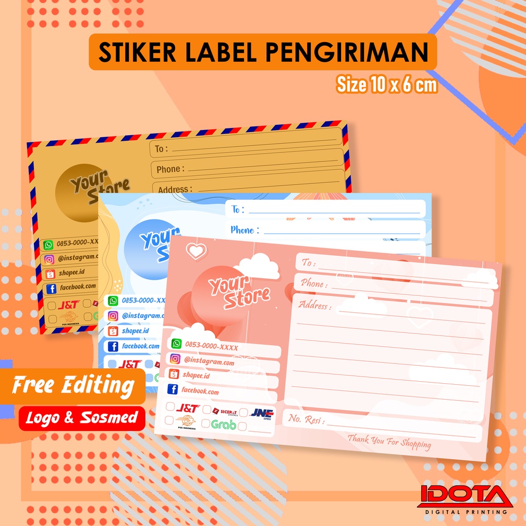 Jual Stiker Label Pengiriman Custom OLSHOP / Stiker Label Pengiriman ...